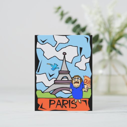 Paris Travel Cartoon Postcard | Zazzle