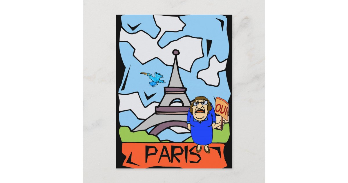 Paris Travel Cartoon Postcard | Zazzle