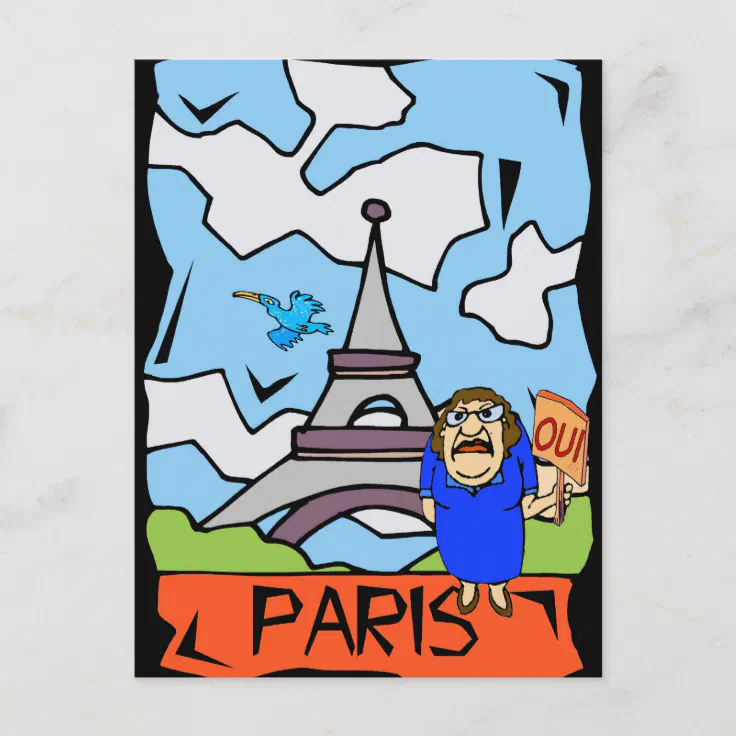 Paris Travel Cartoon Postcard | Zazzle