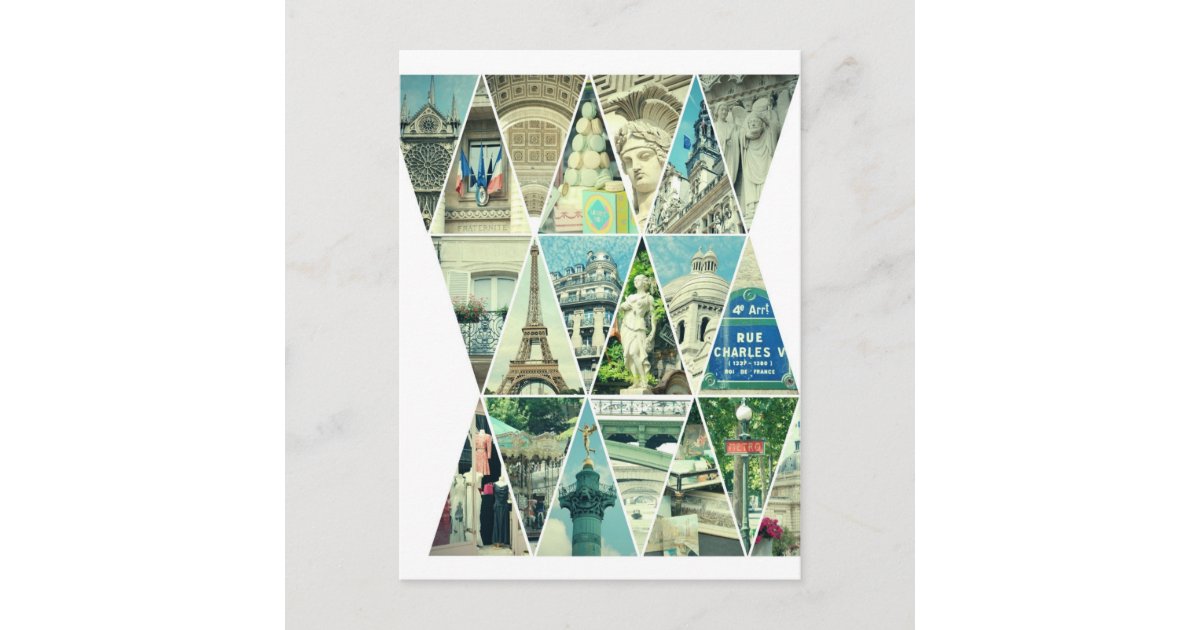 Paris Trendy Triangle Photo Collage - Postcard | Zazzle