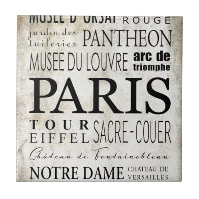 Paris Typography - Subway Style Tile | Zazzle