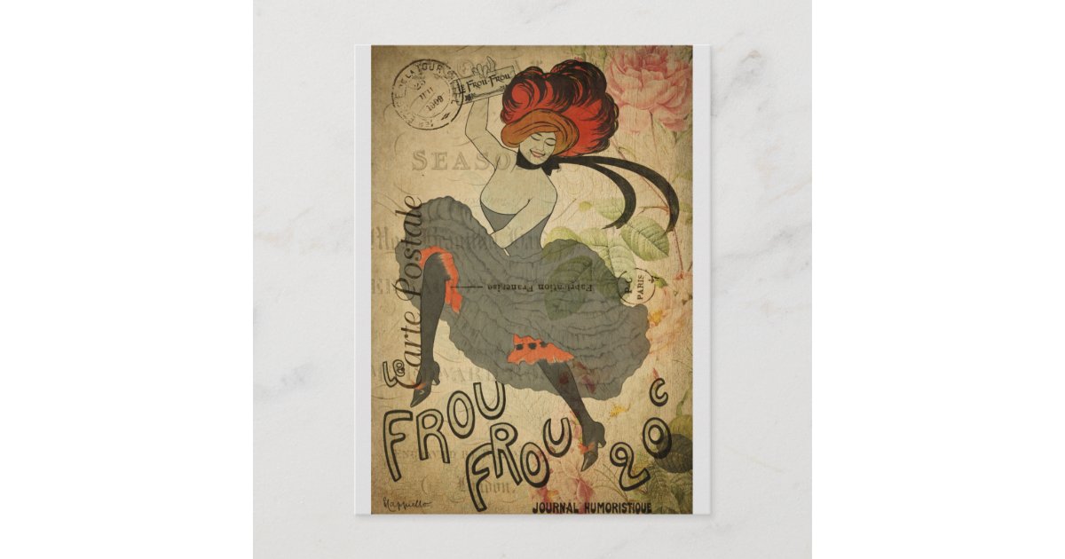 Paris Vintage French Can-Can Dancer Postcard | Zazzle