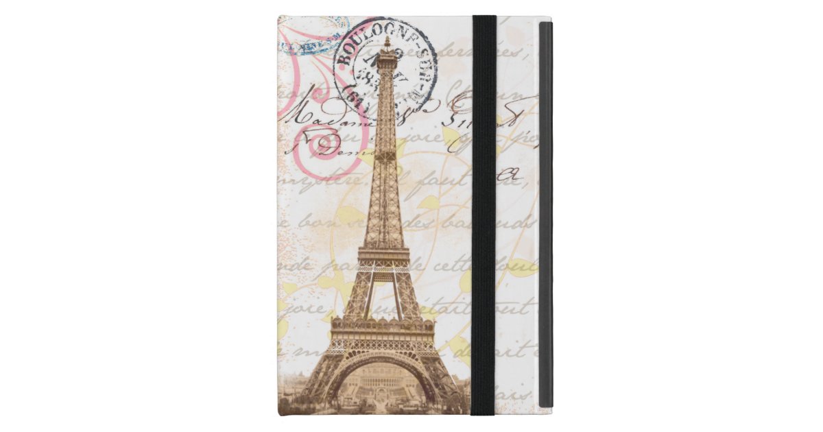Paris Vintage French Writing Pink Postcard Case | Zazzle