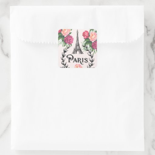 Paris Vintage Pink Roses Stickers | Zazzle