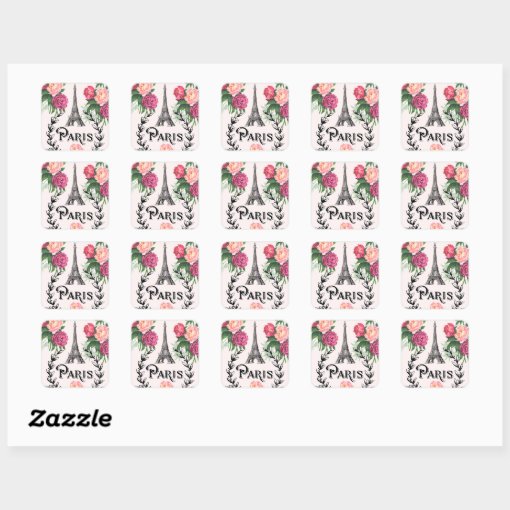 Paris Vintage Pink Roses Stickers | Zazzle