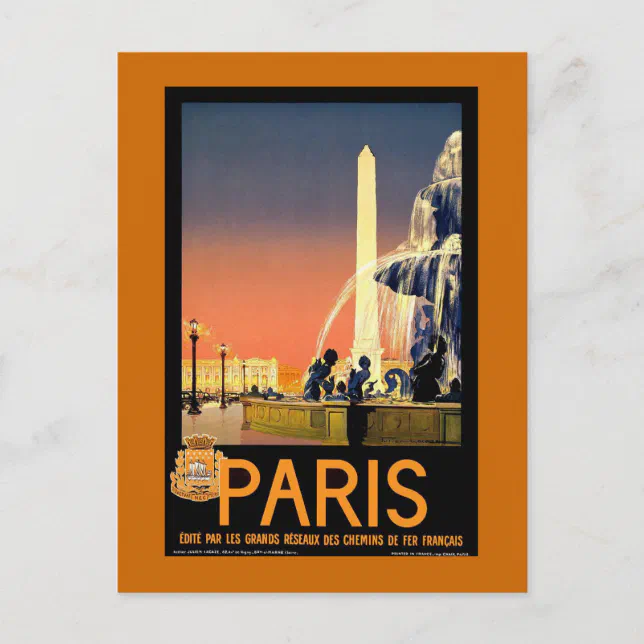 Paris Vintage Travel Poster Postcard | Zazzle