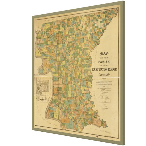 Parish of East Baton Rouge, Louisiana Map (1895) Canvas Print | Zazzle