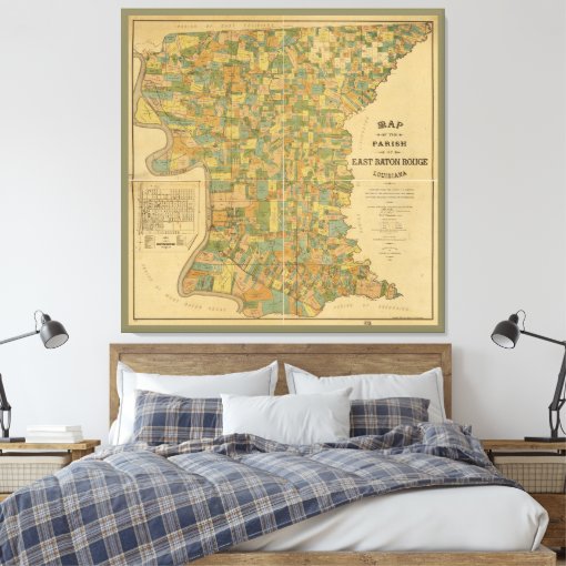 Parish of East Baton Rouge, Louisiana Map (1895) Canvas Print | Zazzle