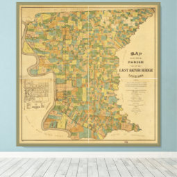 Parish of East Baton Rouge, Louisiana Map (1895) Canvas Print | Zazzle