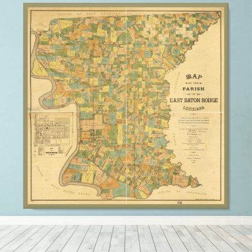 Parish of East Baton Rouge, Louisiana Map (1895) Canvas Print | Zazzle