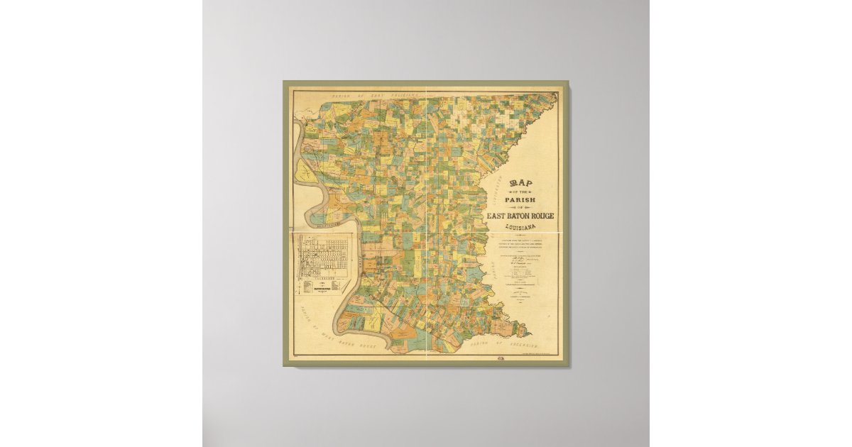 Parish of East Baton Rouge, Louisiana Map (1895) Canvas Print | Zazzle