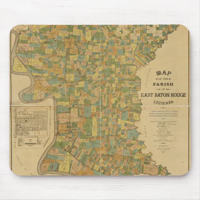 Parish of East Baton Rouge, Louisiana Map (1895) Mouse Pad | Zazzle