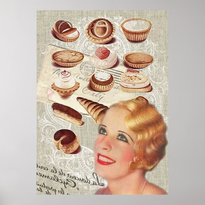 parisian bakery cupcake pastry cookies cupcake poster | Zazzle.com