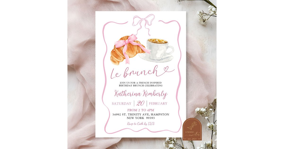 Parisian let's Brunch French Birthday Invitation | Zazzle