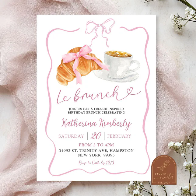 Parisian let's Brunch French Birthday Invitation | Zazzle