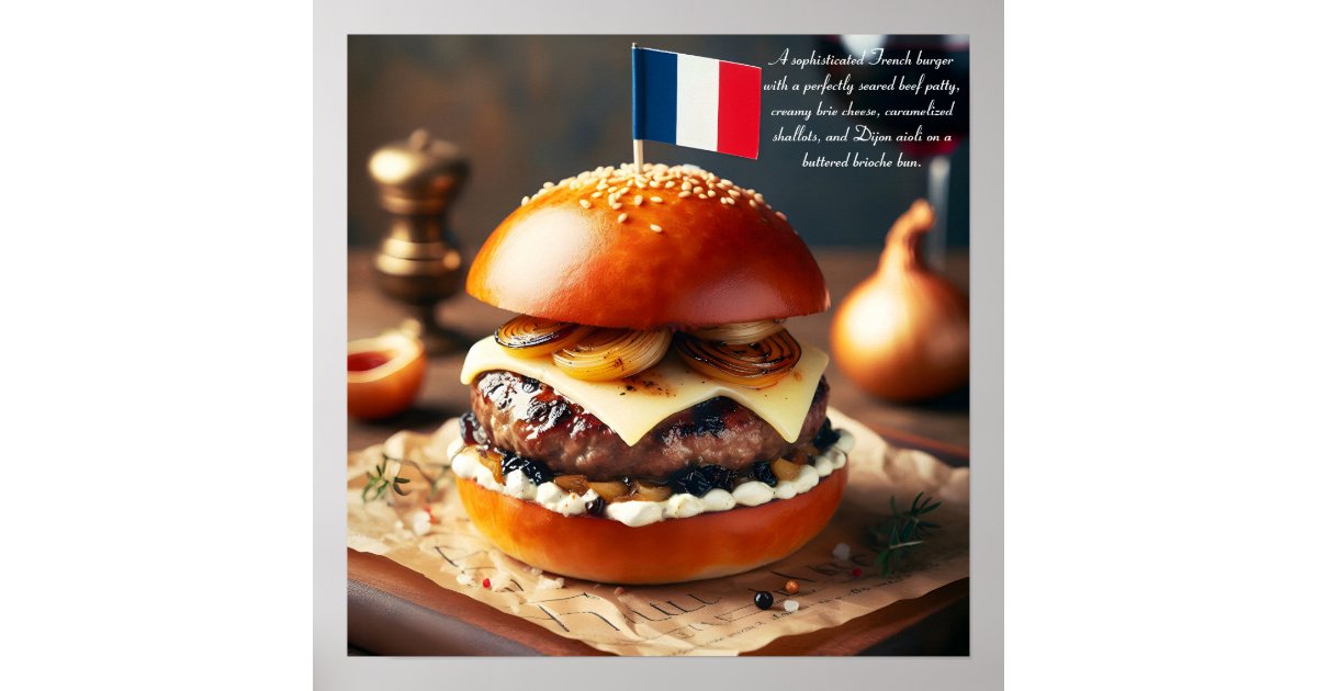 Parisian Patisserie Burger Poster | Zazzle