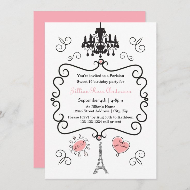 Parisian Themed - Birthday Party Invitation | Zazzle