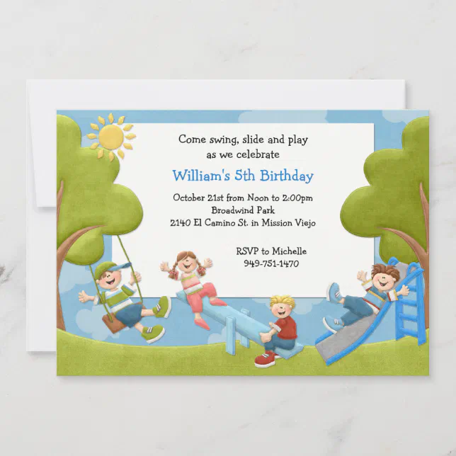 Park Birthday Party Invitation | Zazzle