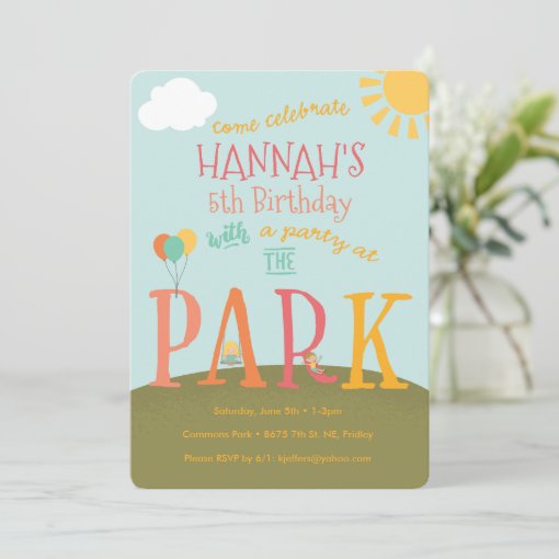 Park Birthday Party Invitation | Playground Party | Zazzle