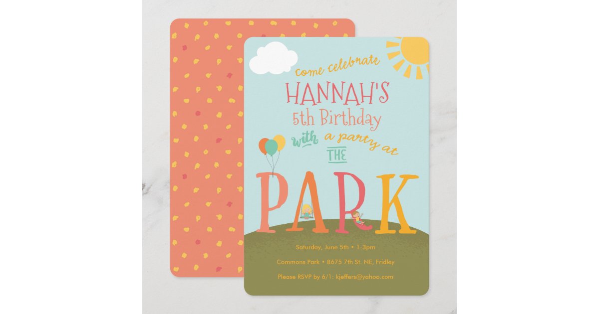 Park Birthday Party Invitation | Playground Party | Zazzle