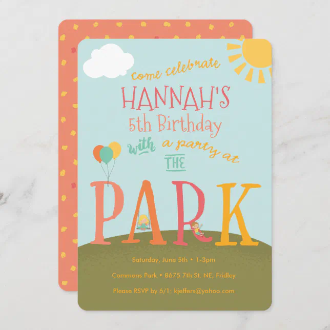 Park Birthday Party Invitation | Playground Party | Zazzle