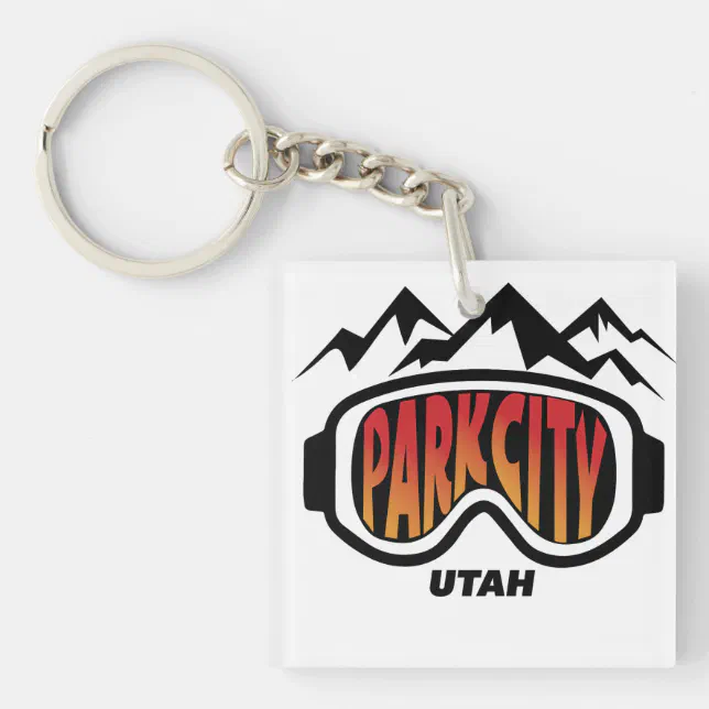 Park City Utah ski design on acrylic keychain | Zazzle
