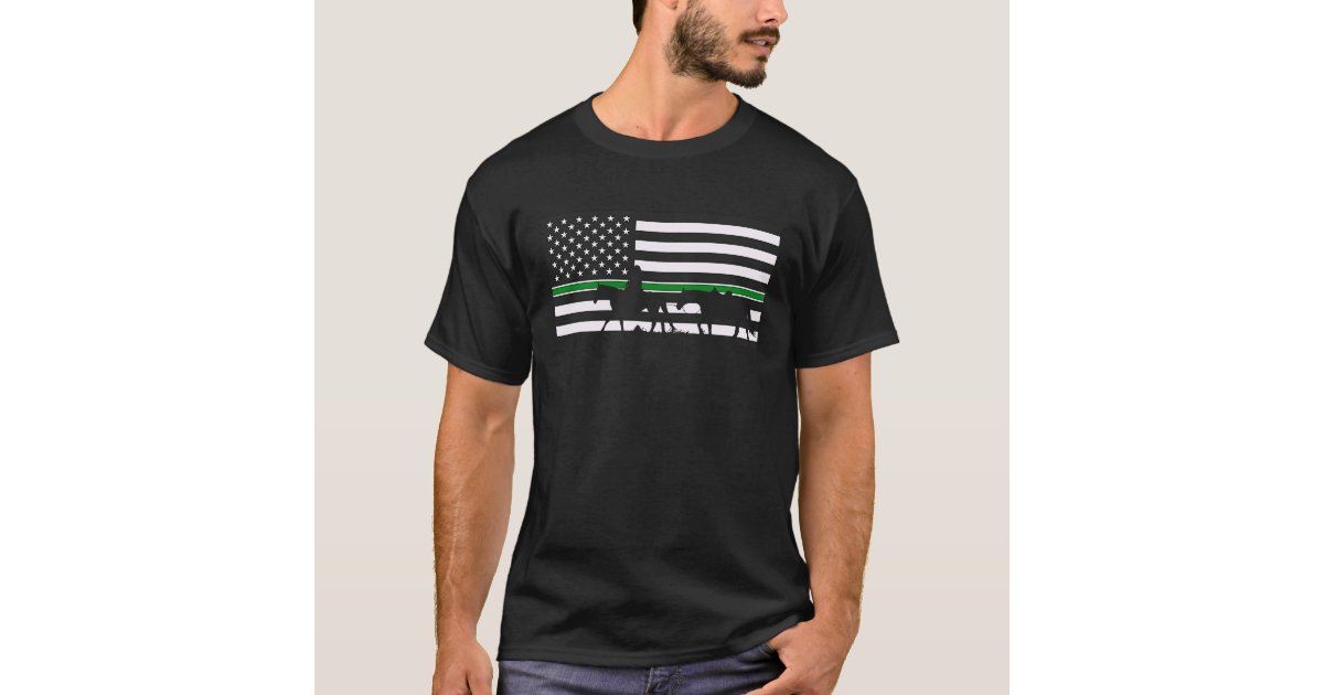 Park Ranger Green Line Flag Horse USA American Hor T-Shirt | Zazzle