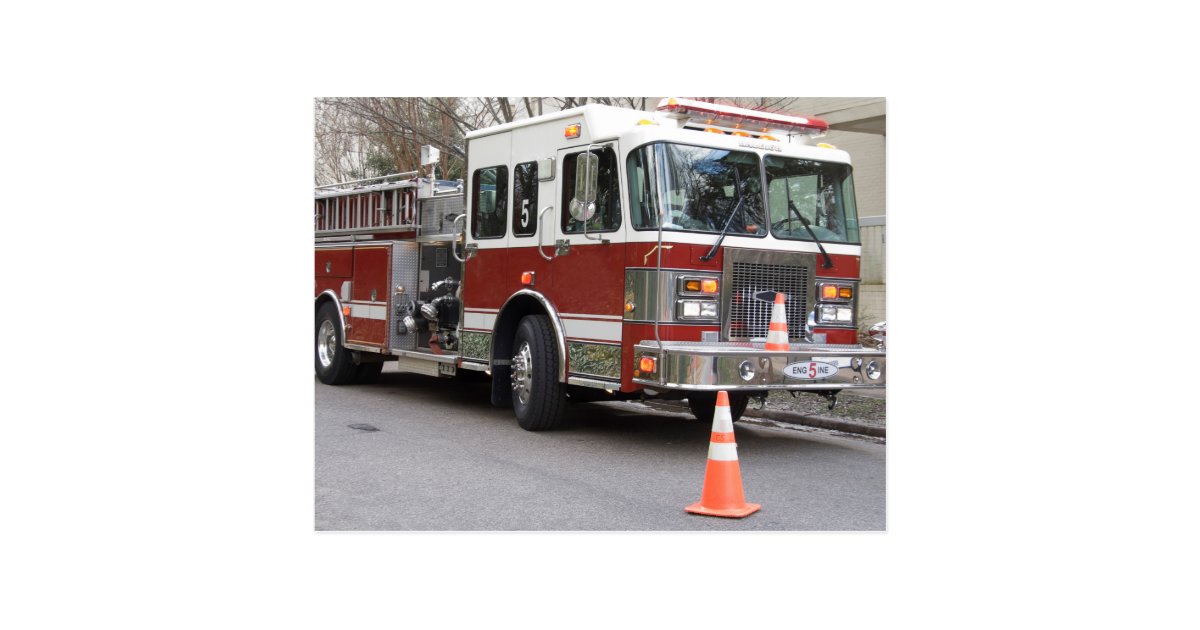 Parked Red Fire Engine Postcard | Zazzle.com
