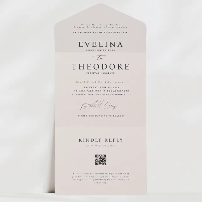 Parker Elegant Seal and Send Wedding Invitation | Zazzle