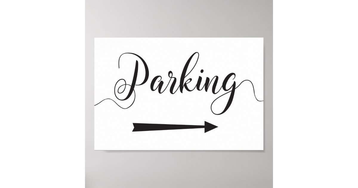 Parking Directions Sign Right Arrow for Weddings | Zazzle