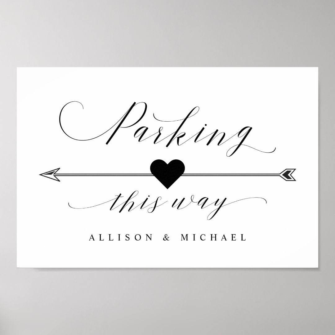 Parking This Way Elegant Script Directional Sign | Zazzle