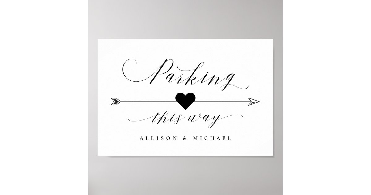 Parking This Way Script Directional Arrow Sign | Zazzle