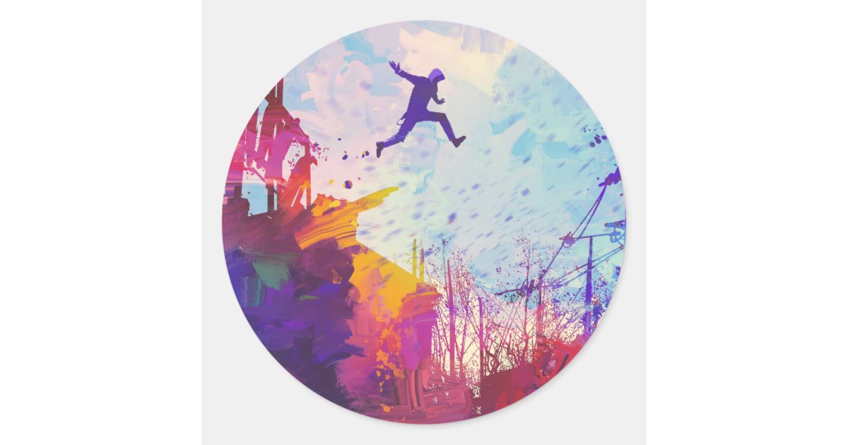 Parkour Urban Free Running Freestyling Modern Art Classic Round Sticker ...