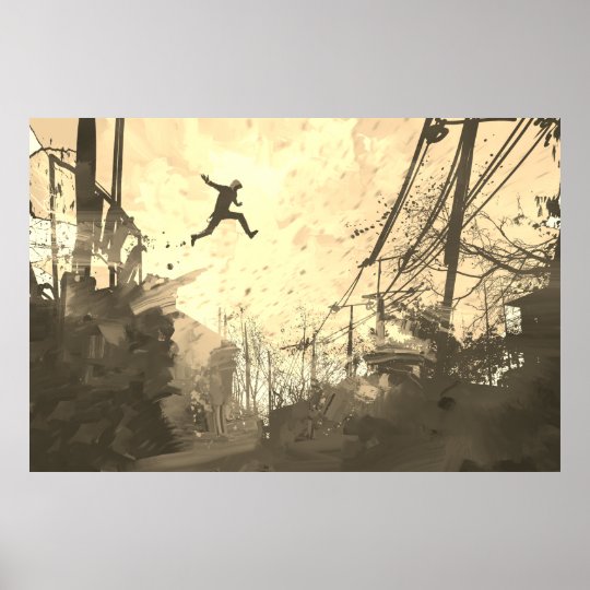 Parkour Urban Obstacle Course Modern Sepia Poster | Zazzle.com