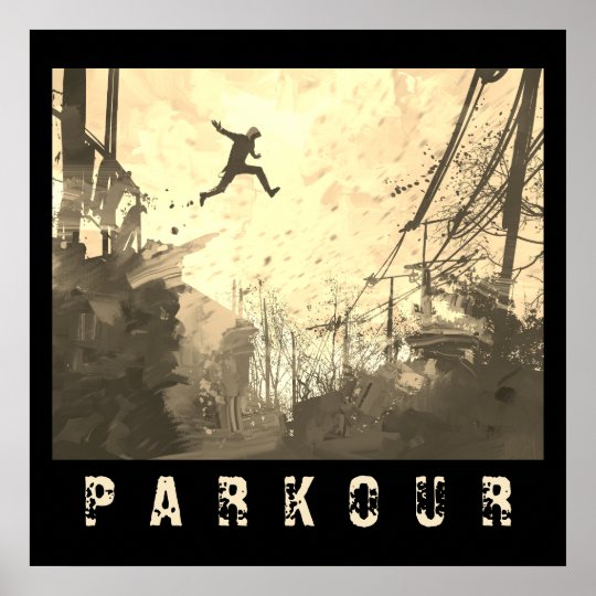 Parkour Urban Obstacle Course Modern Sepia Poster | Zazzle.com