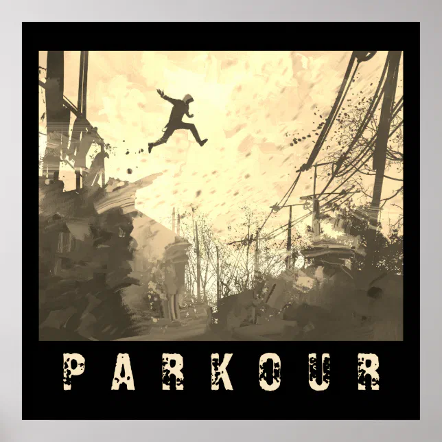 Parkour Urban Obstacle Course Modern Sepia Poster | Zazzle