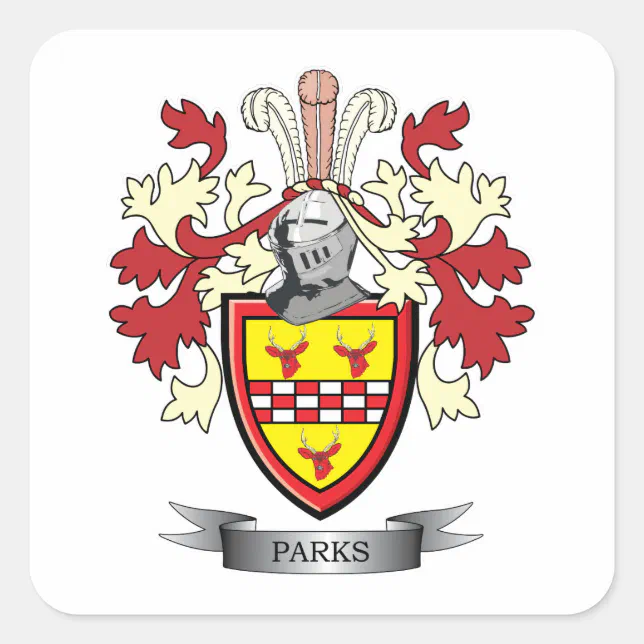 Parks Family Crest Coat of Arms Square Sticker | Zazzle