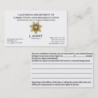 Parole Agent Business Card | Zazzle