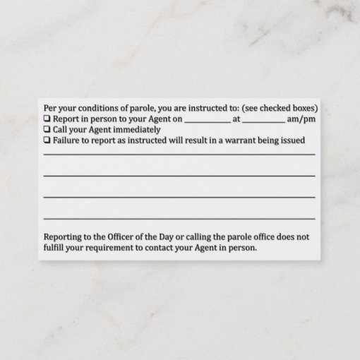 Parole Agent Business Card | Zazzle