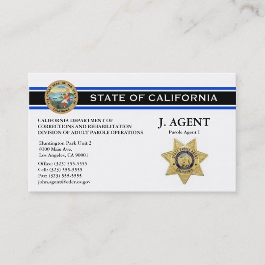 Parole Agent Business Card - Thin Blue Line | Zazzle.com