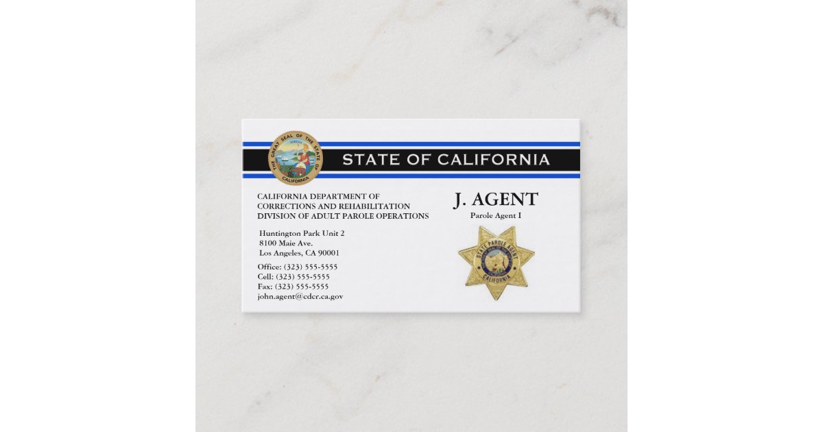 Parole Agent Business Card - Thin Blue Line | Zazzle