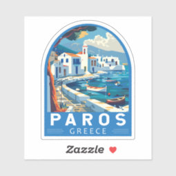 Paros Greece Travel Art Vintage Sticker | Zazzle