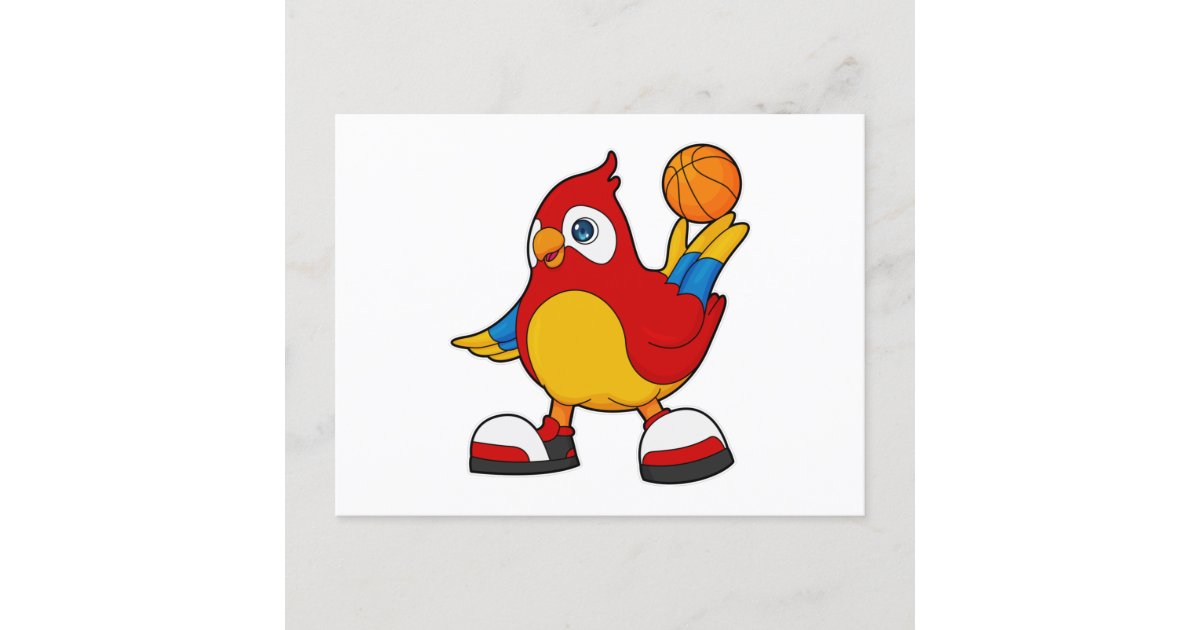 Parrot as Basketball player with Basketball Postcard | Zazzle