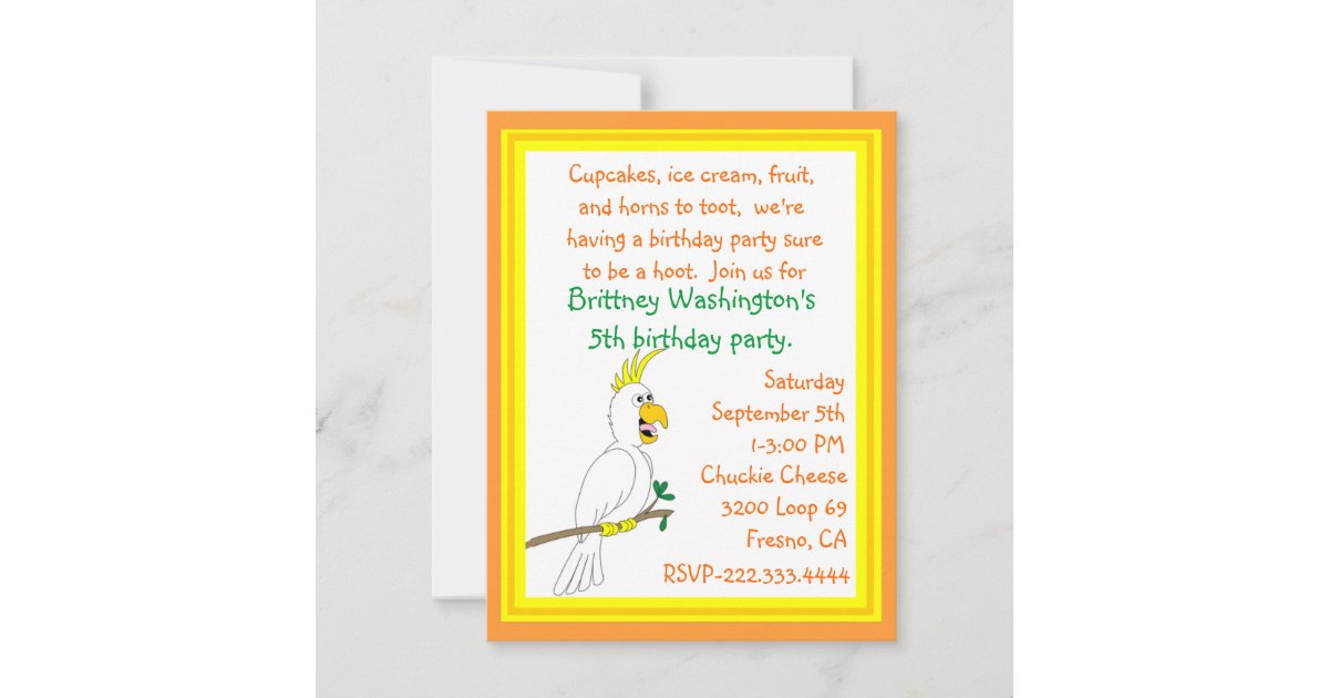 Parrot Birthday Invitation | Zazzle