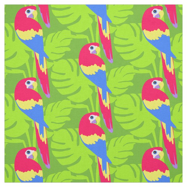 Green Parrot Pattern Fabric | Zazzle.com