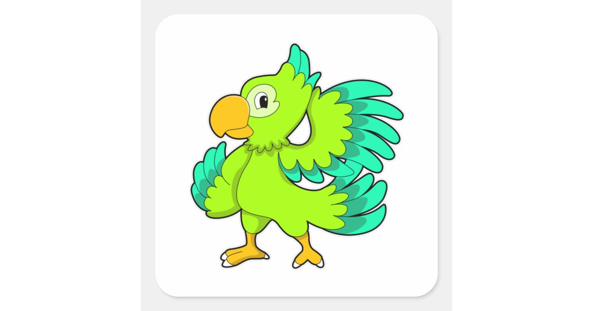 Parrot green square sticker | Zazzle