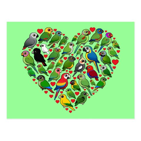 Cute Parrot Heart Postcard in Birdorable Shop