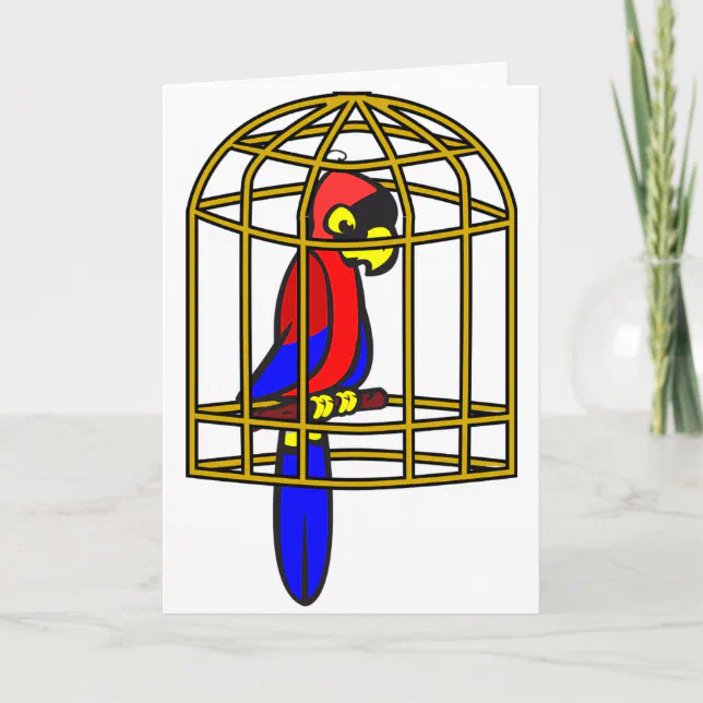Parrot In A Cage Greeting Cards | Zazzle