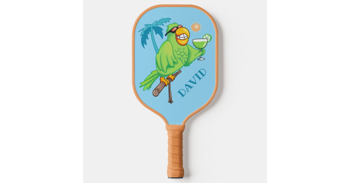 Parrot With Cocktail Personalized Pickleball Paddle | Zazzle