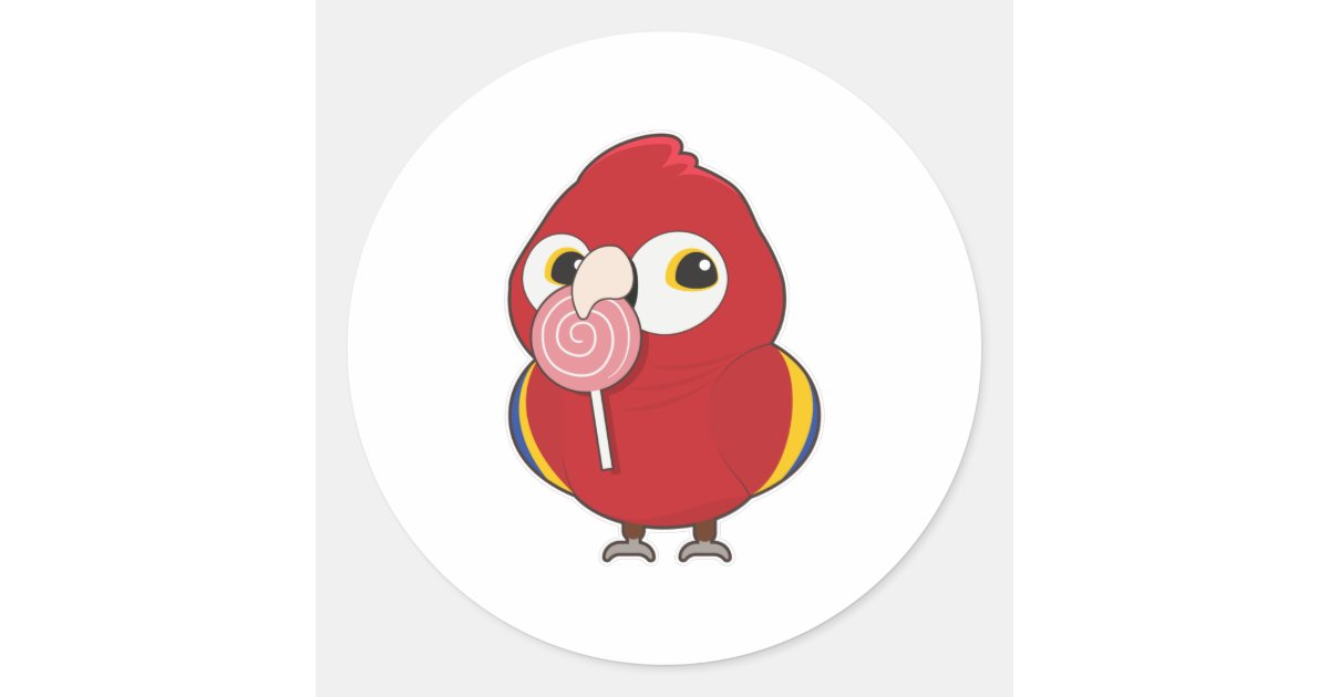 Parrot with Lollipop Classic Round Sticker | Zazzle